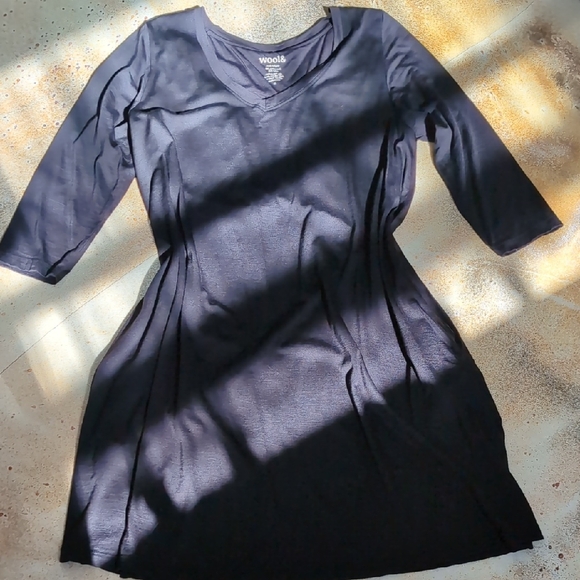 Wool& | Dresses | Wool Merino Wool Black Midi Dress With Vneck And 34 ...